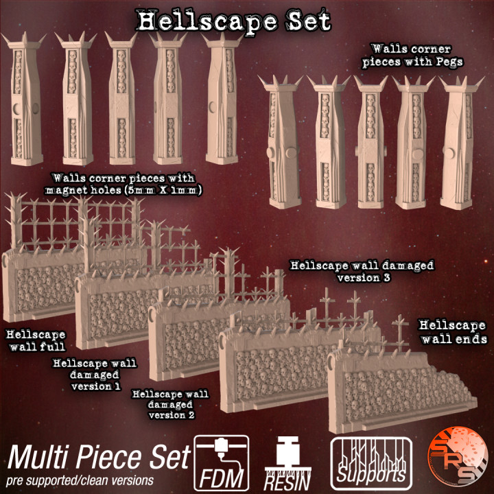 3D Printable Hellscape Themed Scatter Terrain by SRS Studios