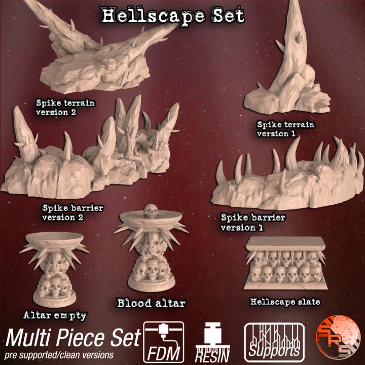 3D Printable Hellscape Themed Scatter Terrain by SRS Studios