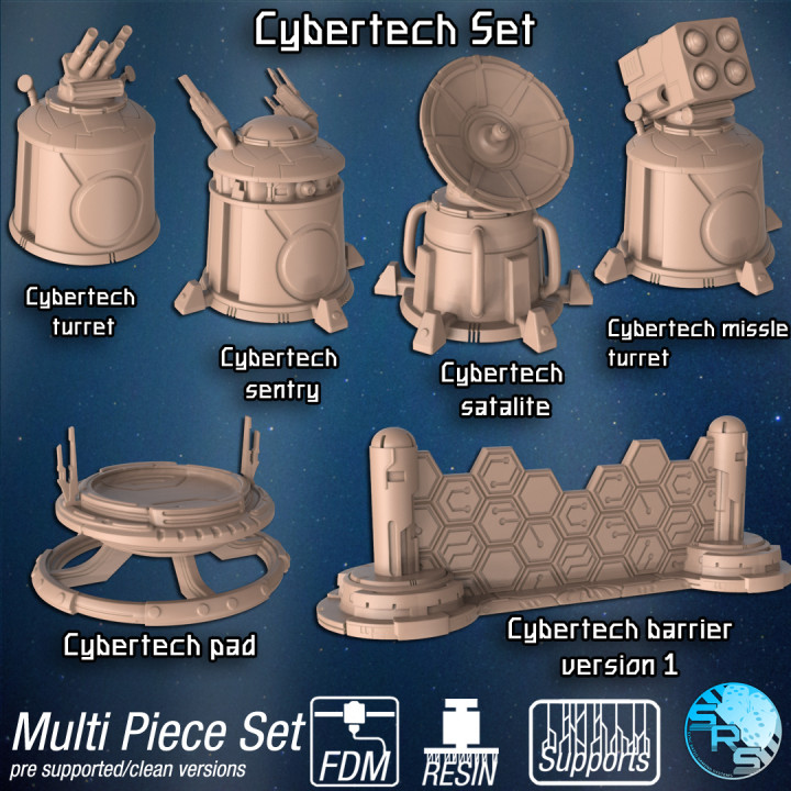 3D Printable Cybertech Themed Scatter Terrain by Sync Ratio Systems