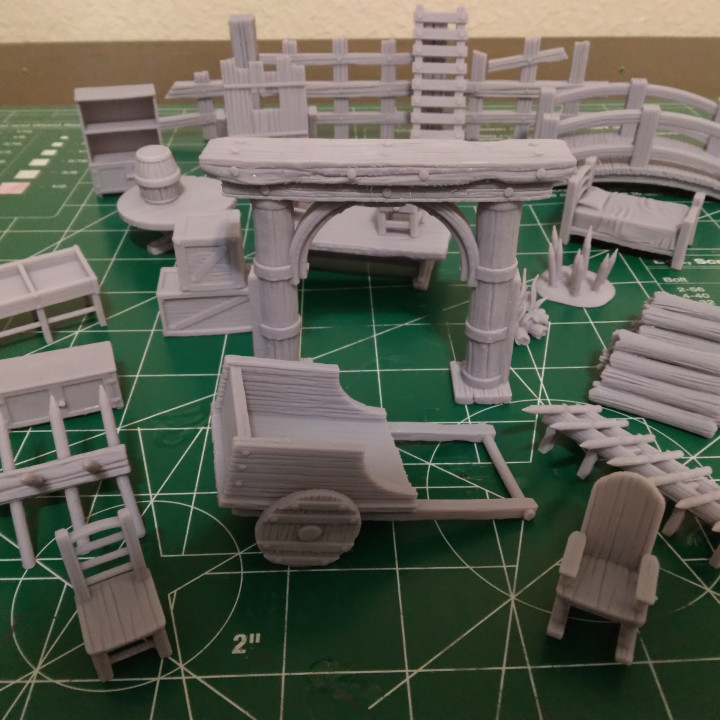 3D Printable Wooden Themed Scatter Terrain by SRS Studios