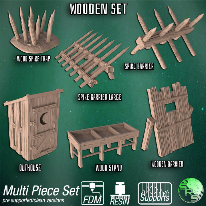 3D Printable Wooden Themed Scatter Terrain by SRS Studios