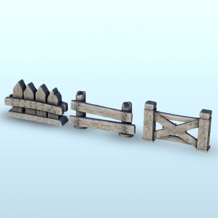 3D Printable Set of three fences 1 - Hobbit medieval scenery terrain ...