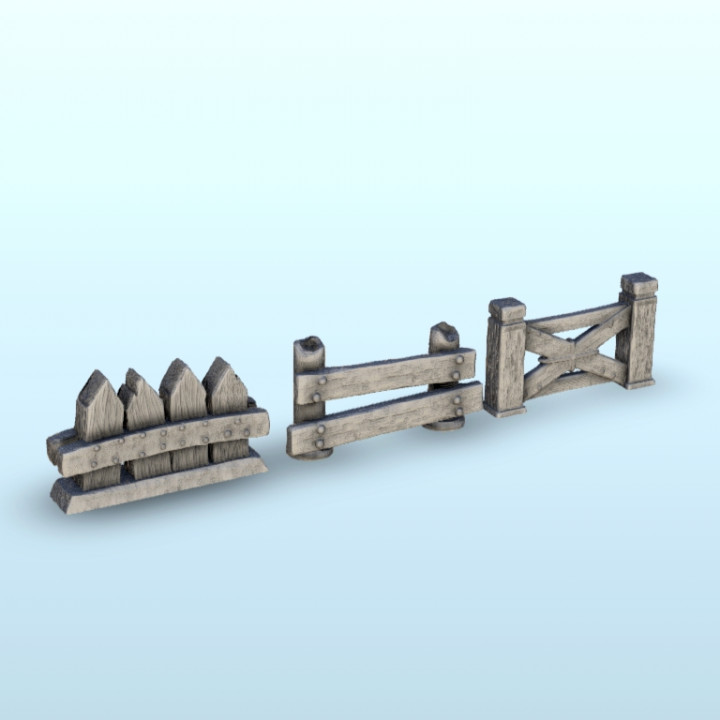 3D Printable Set of three fences 1 - Hobbit medieval scenery terrain ...