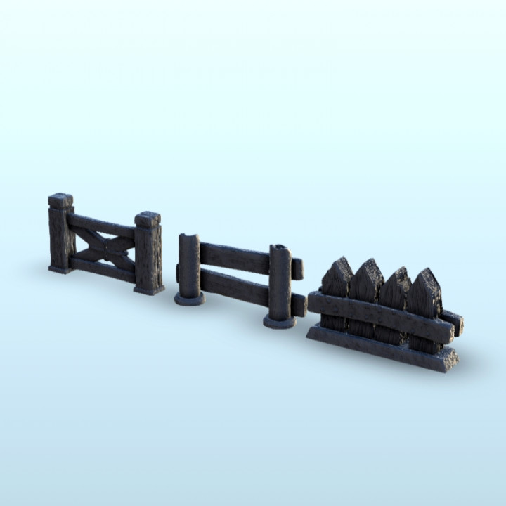 3D Printable Set of three fences 1 - Hobbit medieval scenery terrain ...