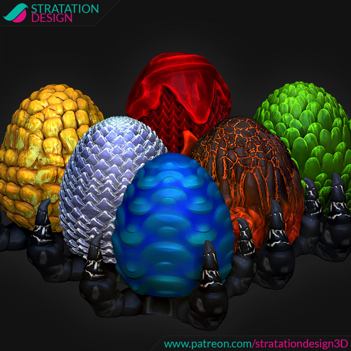 3D Printable Dragon Eggs Pack by Stratation Design
