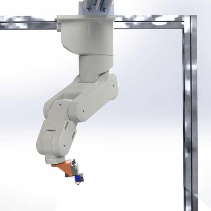 3D Printable extruder arm robot flange by Hassan Zentani