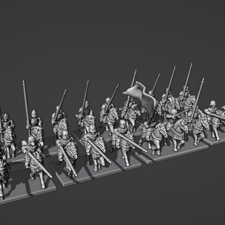 3D Printable 6mm Late Medieval mounted men-at-arms (or knights) by ...
