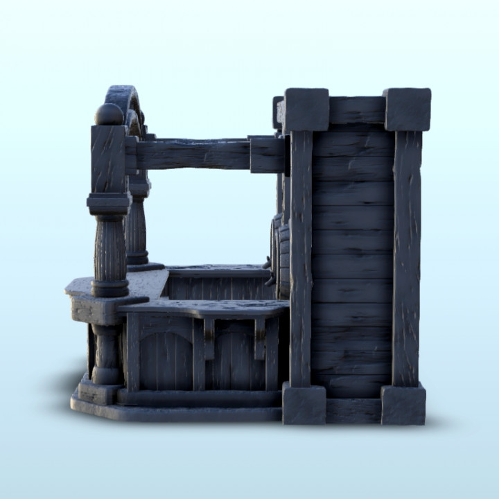 3D Printable Wooden pub counter 2 - Hobbit medieval scenery terrain ...