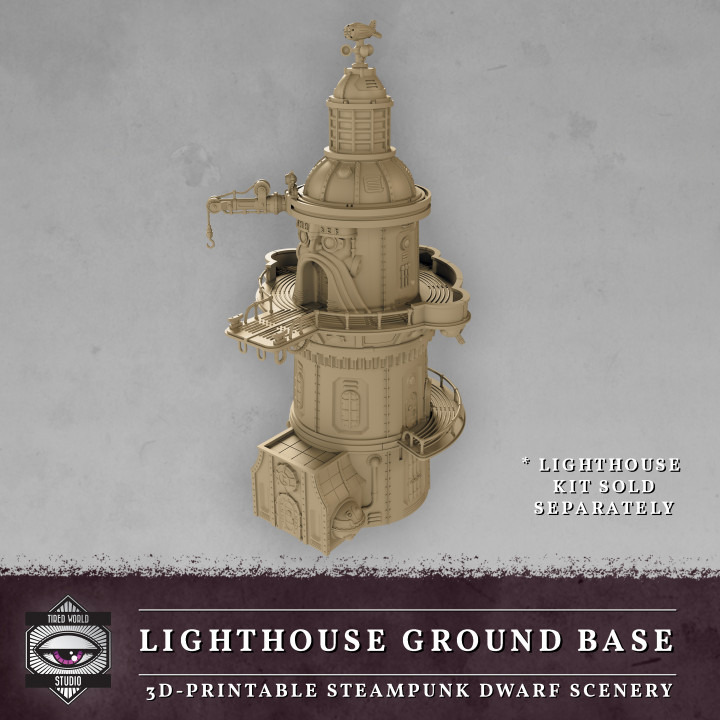 3D Printable Lighthouse Ground Base add-on by Tired World Studio
