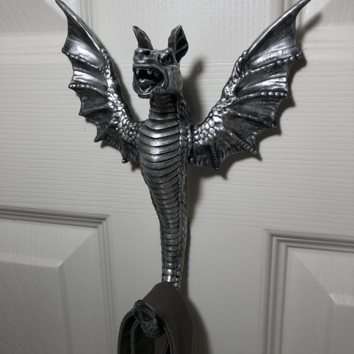 3D Printable Heraldic Dragon(Amphiptere) Wall Hook by Louise Driggers