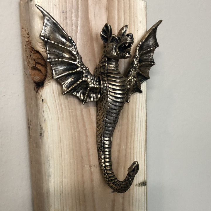 3D Printable Heraldic Dragon(Amphiptere) Wall Hook by Louise Driggers