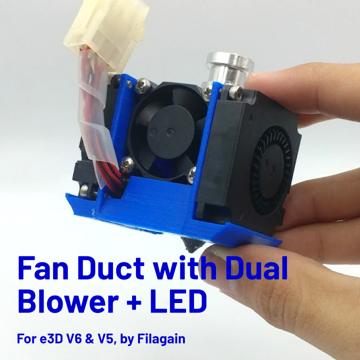 3D Printable E3D V5 V6 FAN DUCT WITH BLOWER AND LED LIGHT by Ibrahim Ahmad
