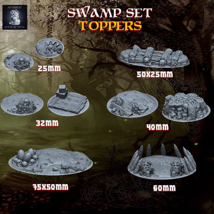 3D Printable Swamp Toppers (15 stl files) by Admiral Apocalypse