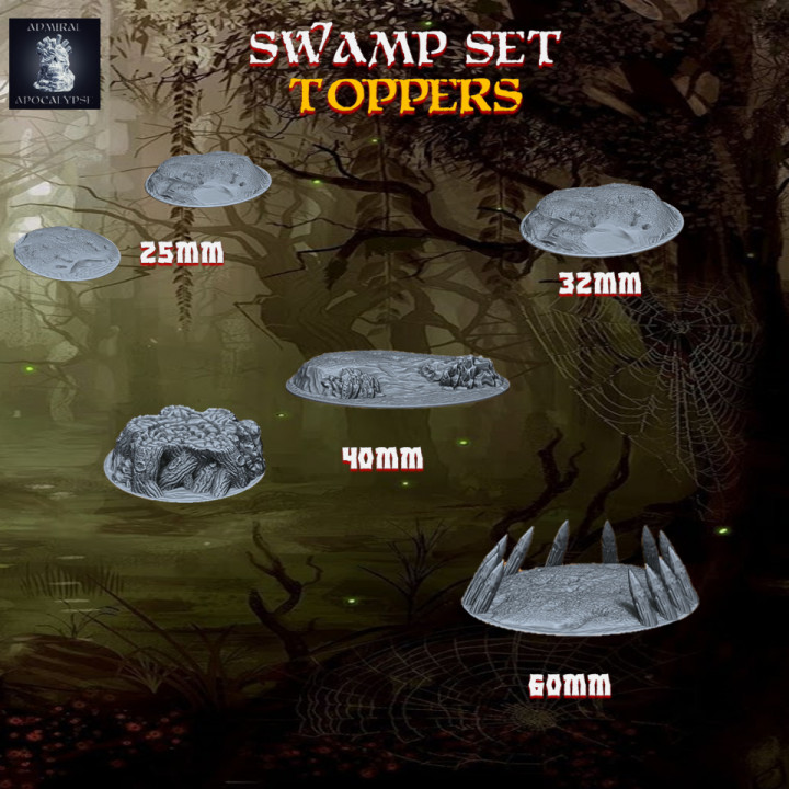 3D Printable Swamp Toppers (15 stl files) by Admiral Apocalypse