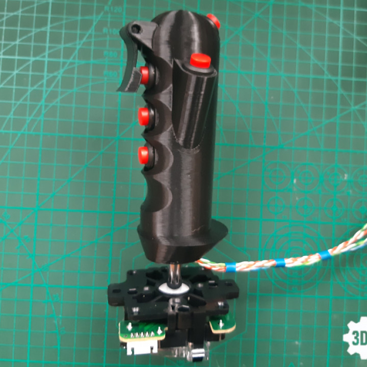 3D Printable Digital Arcade Flightstick Part 2 (3&5 button) by Adam Freeman