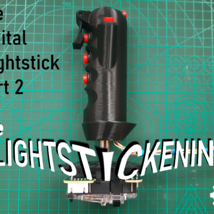 3D Printable Digital Arcade Flightstick Part 2 (3&5 button) by Adam Freeman