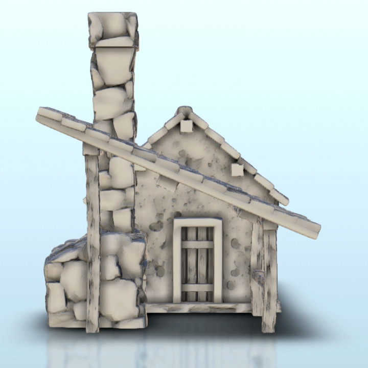3D Printable Blacksmith shop with outdoor chimney 9 - Hobbit medieval ...