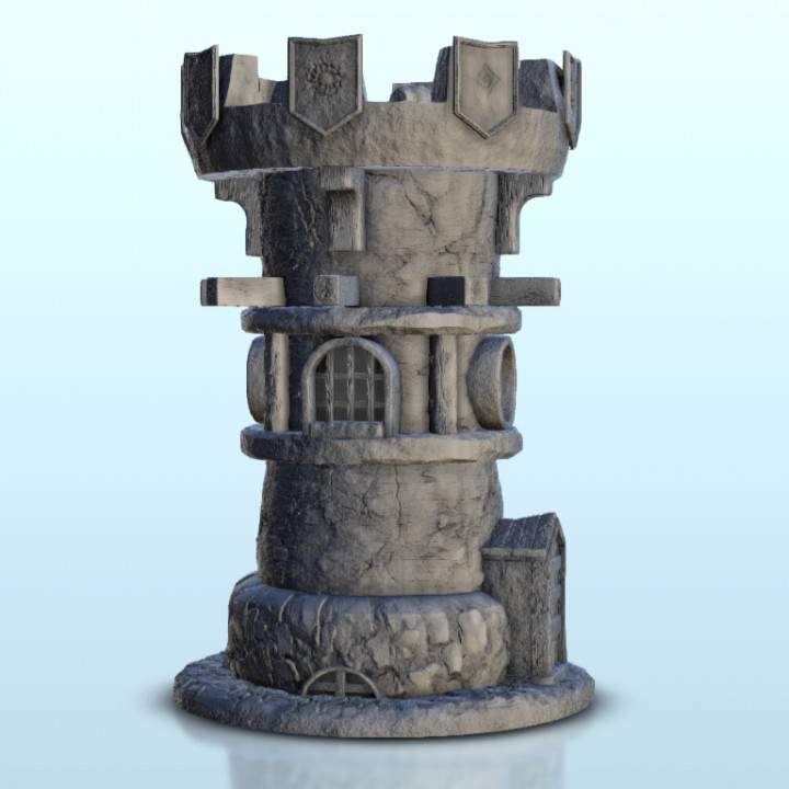 3D Printable Rounded tower with canons 10 - Hobbit medieval scenery ...