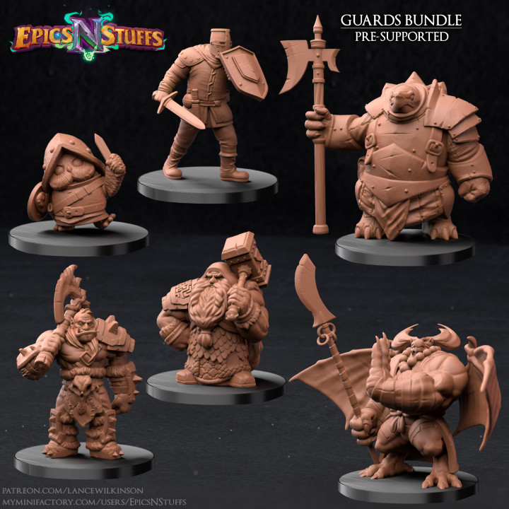 3D Printable Guards Miniature Bundle - Pre-Supported by Epics N Stuffs
