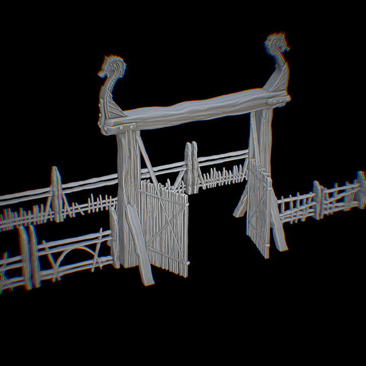 3D Printable Viking Village Gate plus Fence's by Key Capas