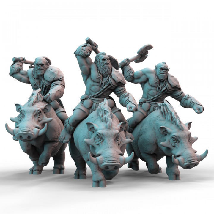 3D Printable Orc Great Boar Riders (pre-supported) by Blue Giant Studios