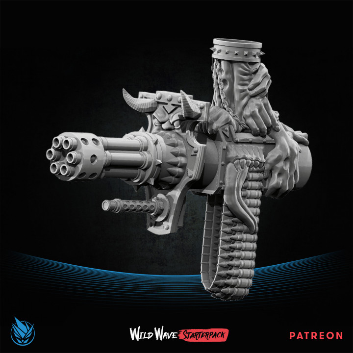3D Printable Chaos Unbroken - Infernal Mech Gun by WildMesh