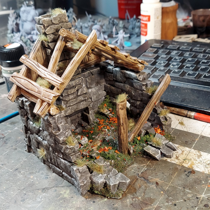 3D Printable Stone Shack Ruin by GameScape3D
