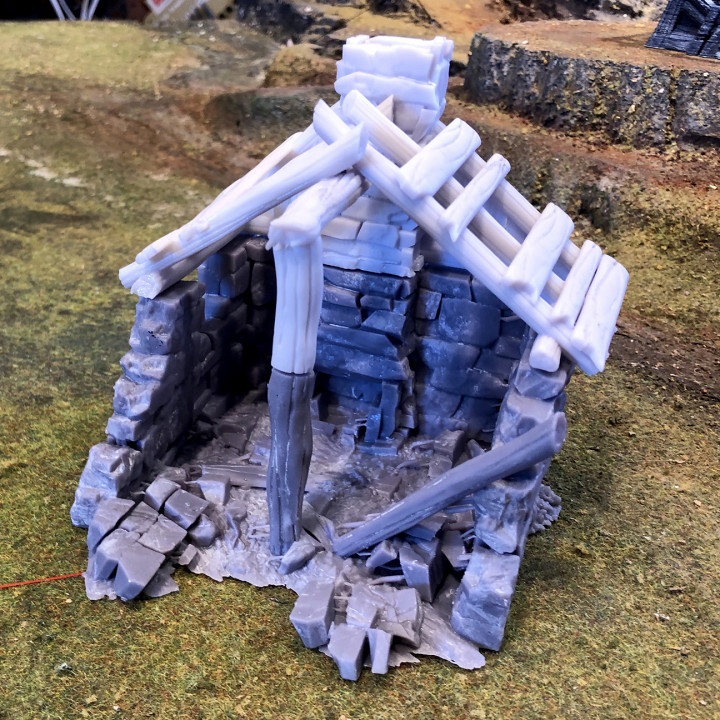 3D Printable Stone Shack Ruin by GameScape3D