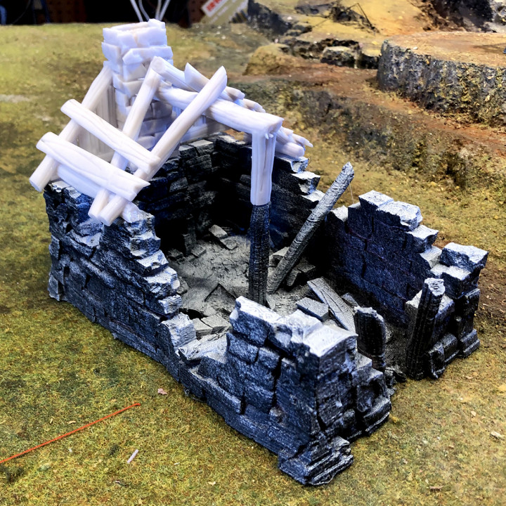 3D Printable Stone Shack Ruin by GameScape3D