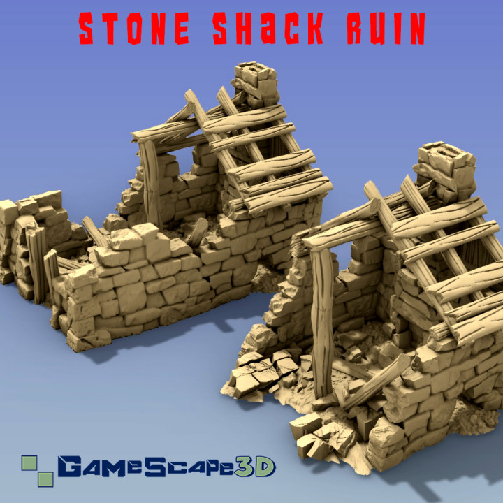 3D Printable Stone Shack Ruin by GameScape3D