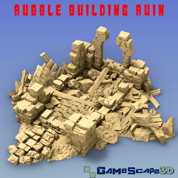 3D Printable Rubble Building Ruin by GameScape3D