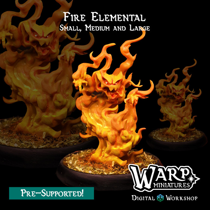 3D Printable Fire Elementals - Small, Medium and Large by Warp Miniatures