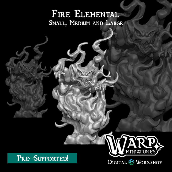 3D Printable Fire Elementals - Small, Medium and Large by Warp Miniatures