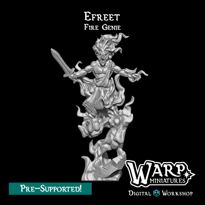 3D Printable Efreet - Fire Genie by Warp Miniatures