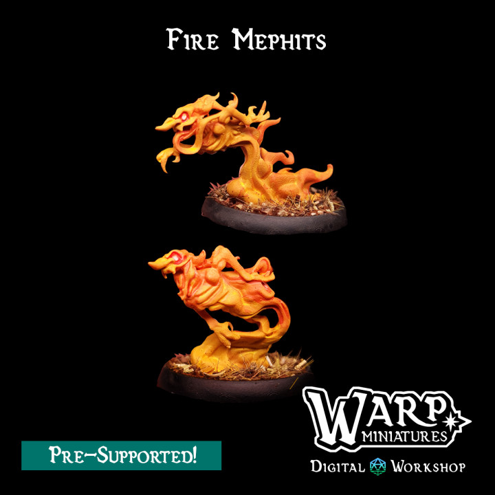 3D Printable Fire Mephits by Warp Miniatures