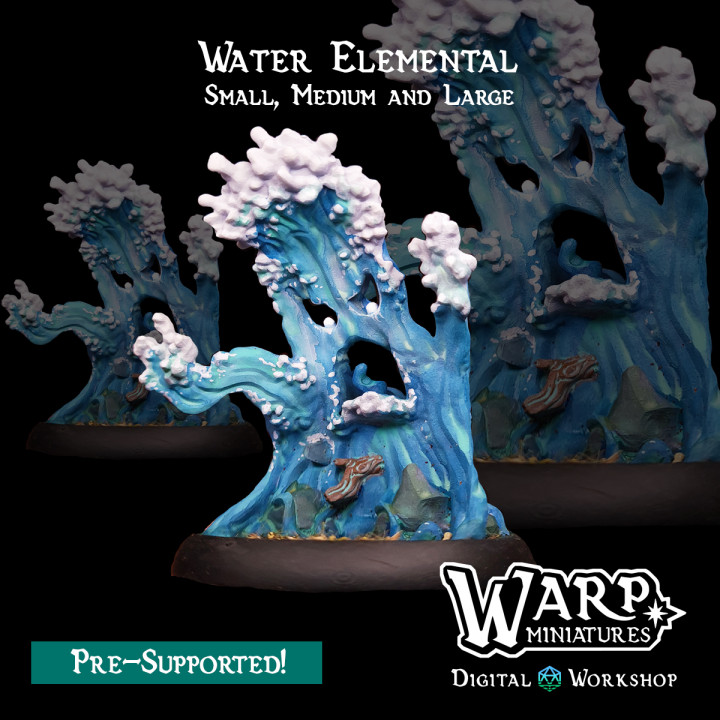 3D Printable Water Elementals - Small, Medium and Large by Warp Miniatures