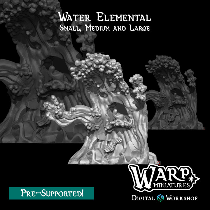 3D Printable Water Elementals - Small, Medium and Large by Warp Miniatures