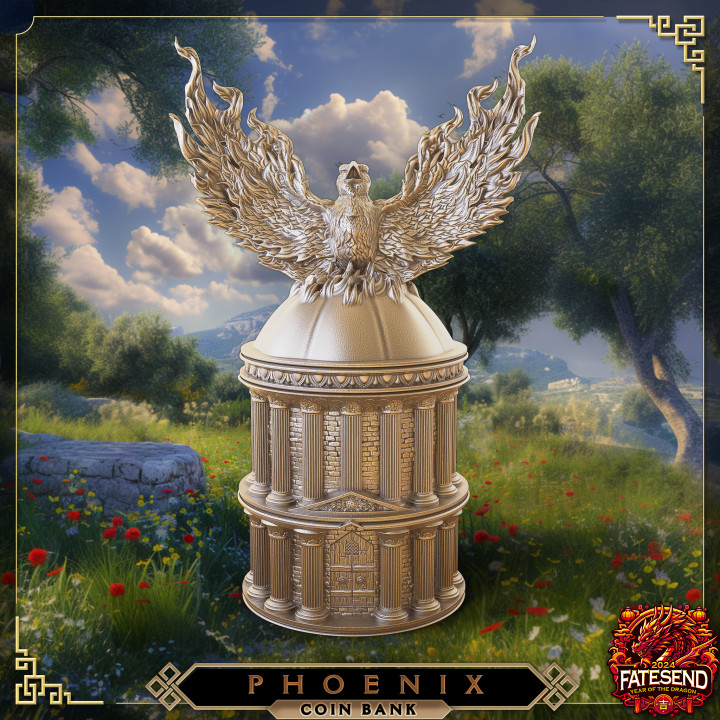 3D Printable Phoenix Bank - SUPPORT FREE! by FatesEnd