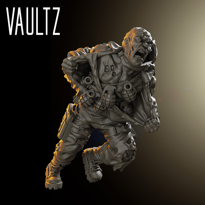 3D Printable Runner Soldier Zombie 2 by Vaultz Miniatures