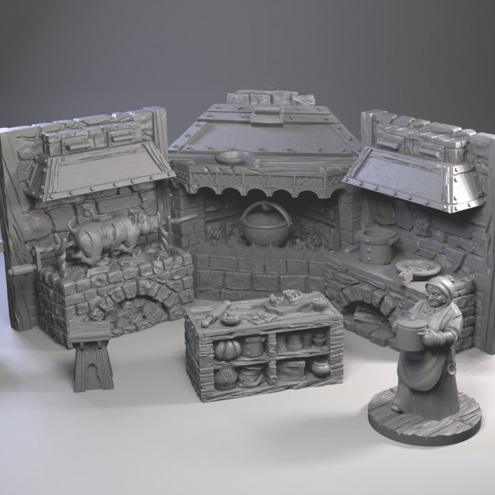 3D Printable Medieval Kitchen by Tiny Furniture