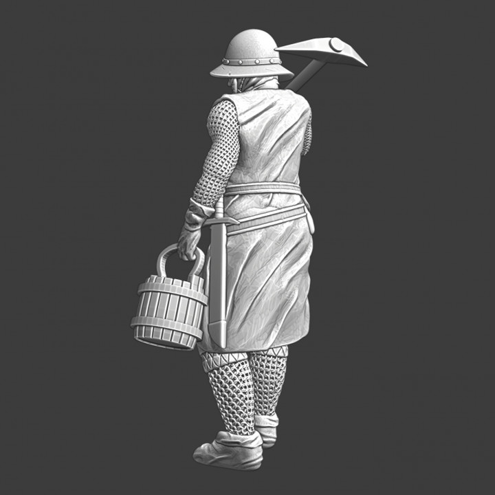 3d Printable Medieval Sapper Professional Engineer By Northern Crusades Miniatures