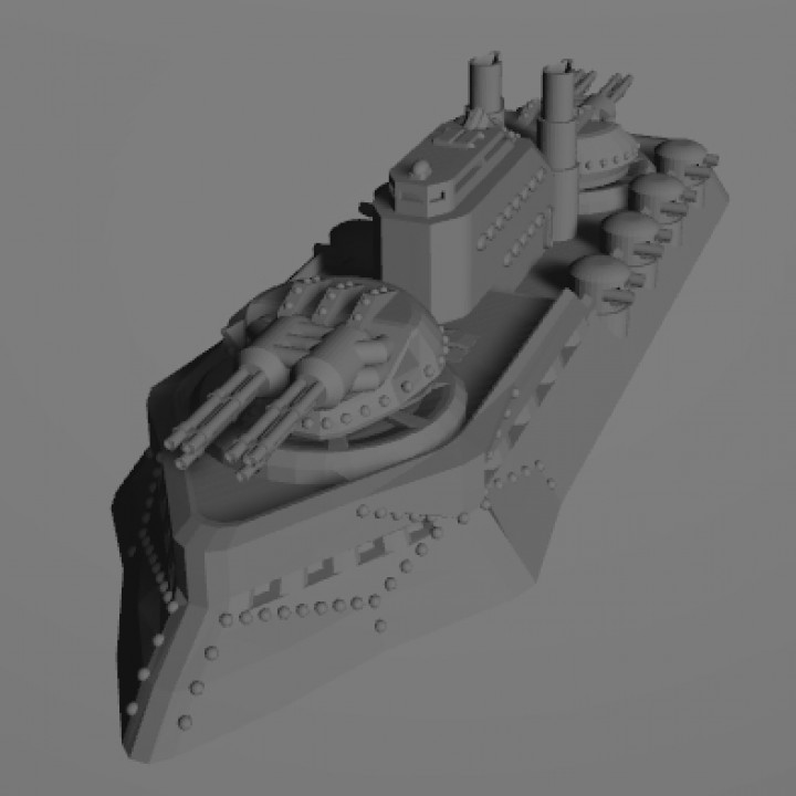 3D Printable Alaskan Republic mid-sized Battleship: Barbarian Class by ...