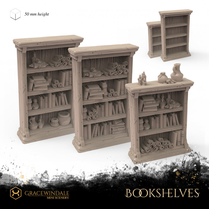3D Printable Bookshelves by Gracewindale Mini Scenery
