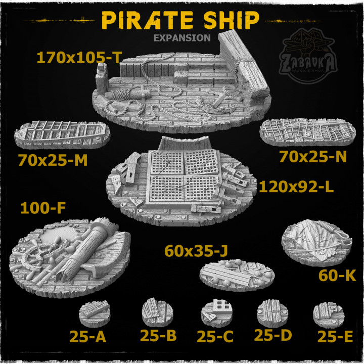 3D Printable Pirate Ship Base Toppers by Zabavka Workshop