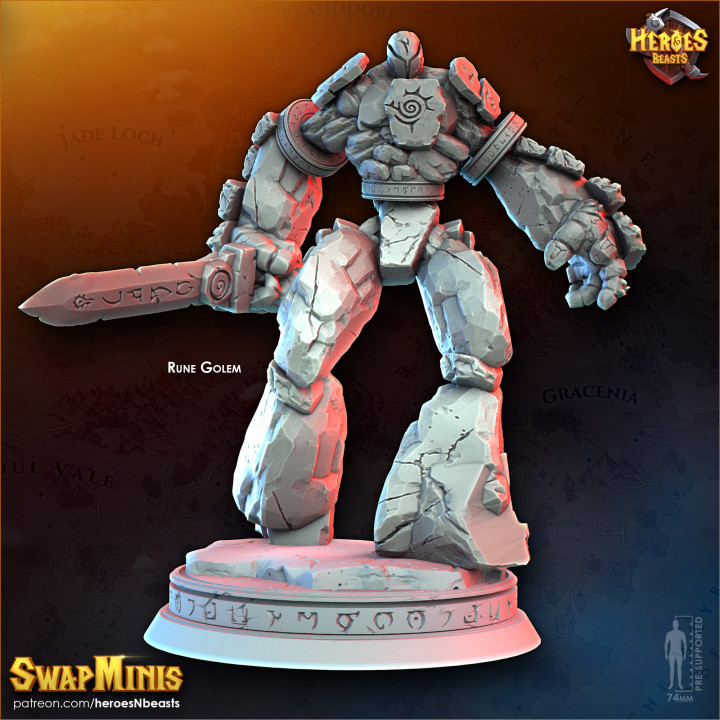 3D Printable rune golem by Heroes and Beasts