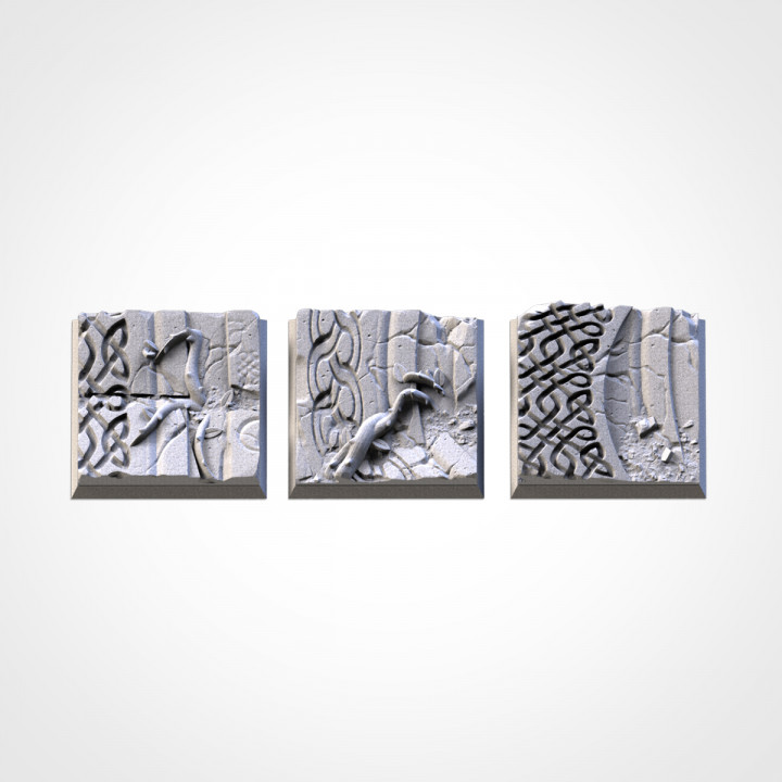 3D Printable Ancestral Ruins Bases (Square) by Txarli Factory