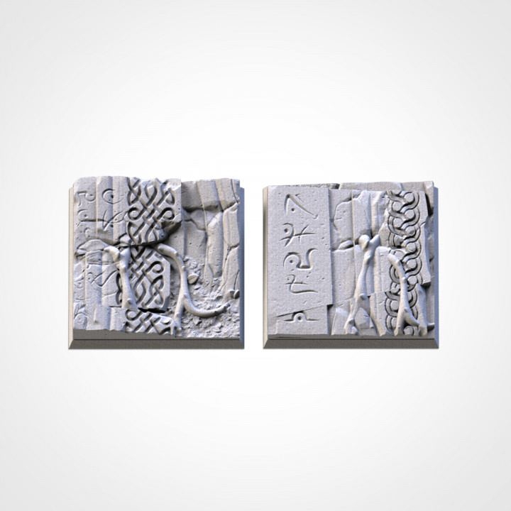 3D Printable Ancestral Ruins Bases (Square) by Txarli Factory