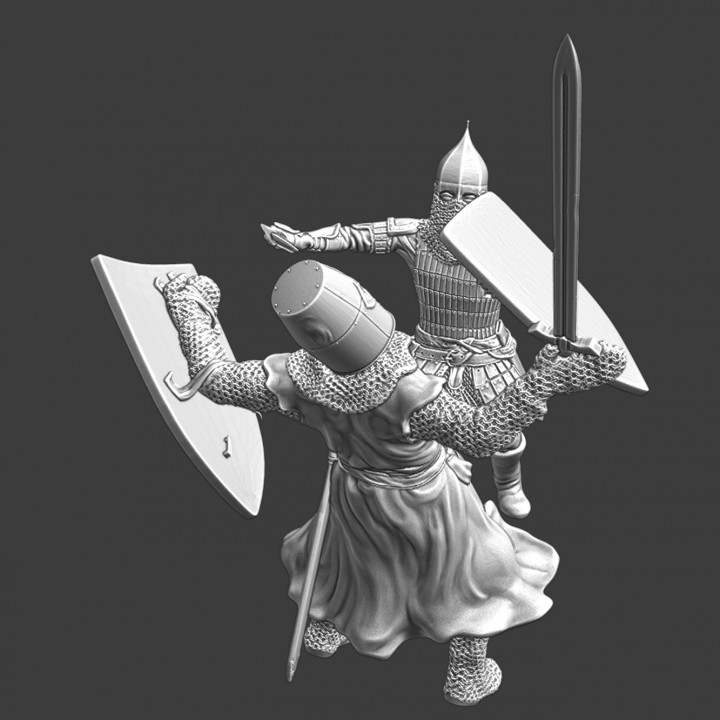 3D Printable Medieval duel Novgorod warrior vs. crusader knight by ...