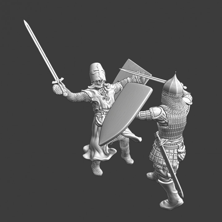 3D Printable Medieval duel Novgorod warrior vs. crusader knight by ...