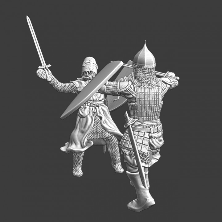 3D Printable Medieval duel Novgorod warrior vs. crusader knight by ...